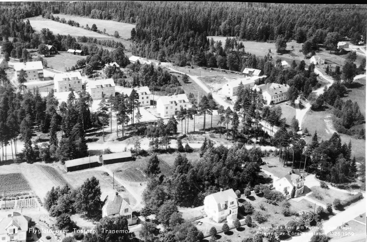 Text på bild:"Flygfoto över Tostarp Tranemo" - Vänersborgs museum ...