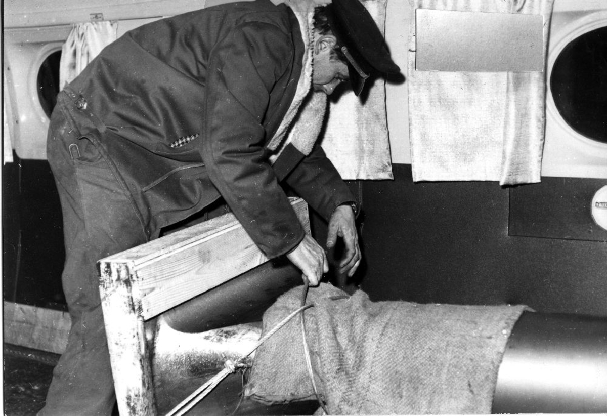 Lufthavn/Flyplass. Fornebu. Ett fly fra Braathens SAFE. En person ...