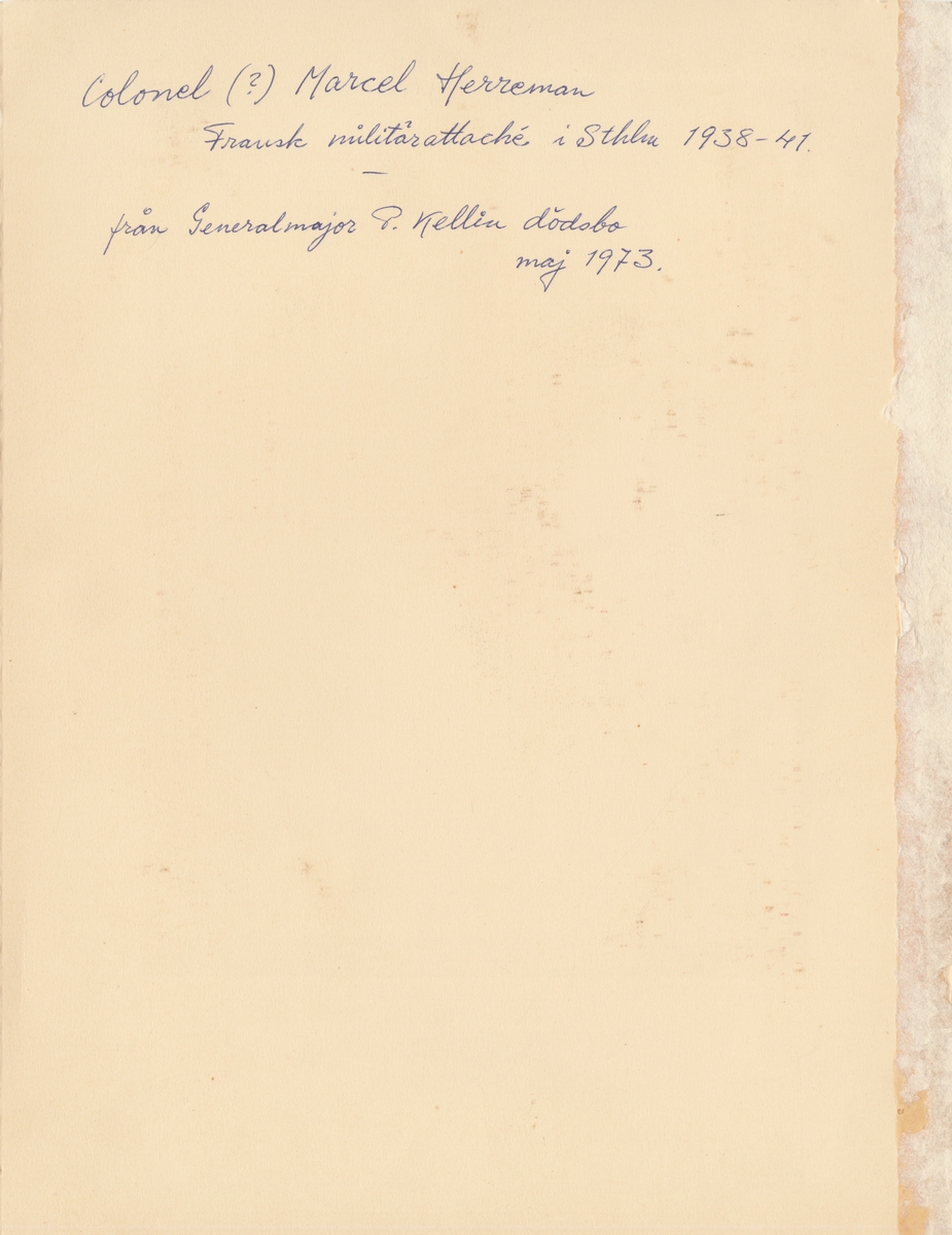 Porträtt av Marcel Herreman, överste(?) i franska armén, fransk ...