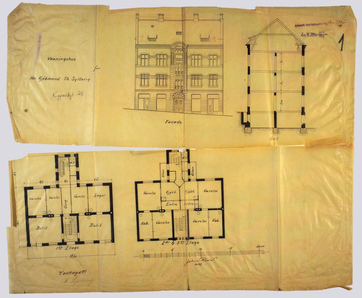 Vaaningshus for Hr. Kjøbmand Th. Syltevig [Arbeidstegning ...