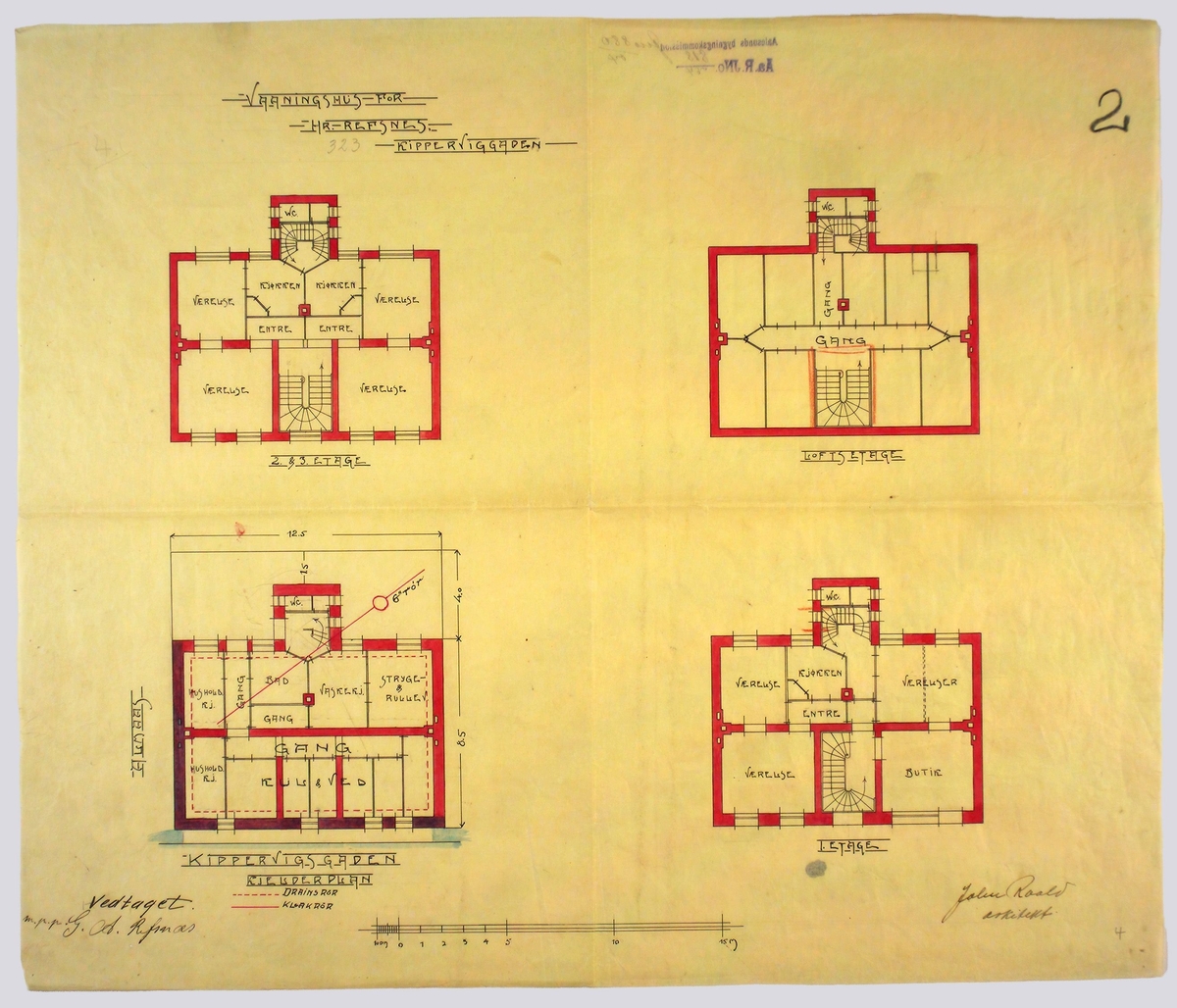 Vaaningshus for hr. Refsnes, Kipperviggaden [Arbeidstegning ...