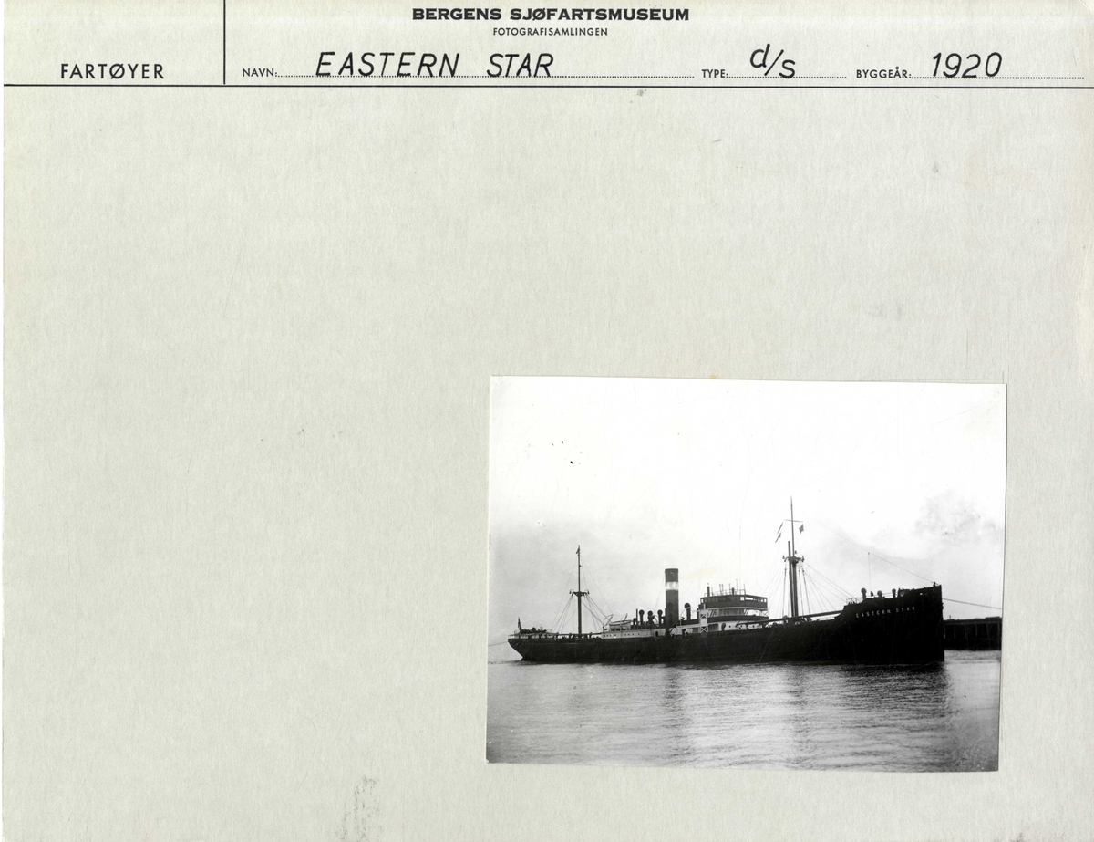 DS EASTERN STAR (bygget 1920). - Bergens Sjøfartsmuseum / DigitaltMuseum