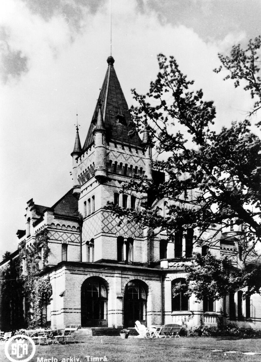 Merlo slott. Vykort. Sågverkspatronen Fredrik Bunsow uppförde 1884 en ...