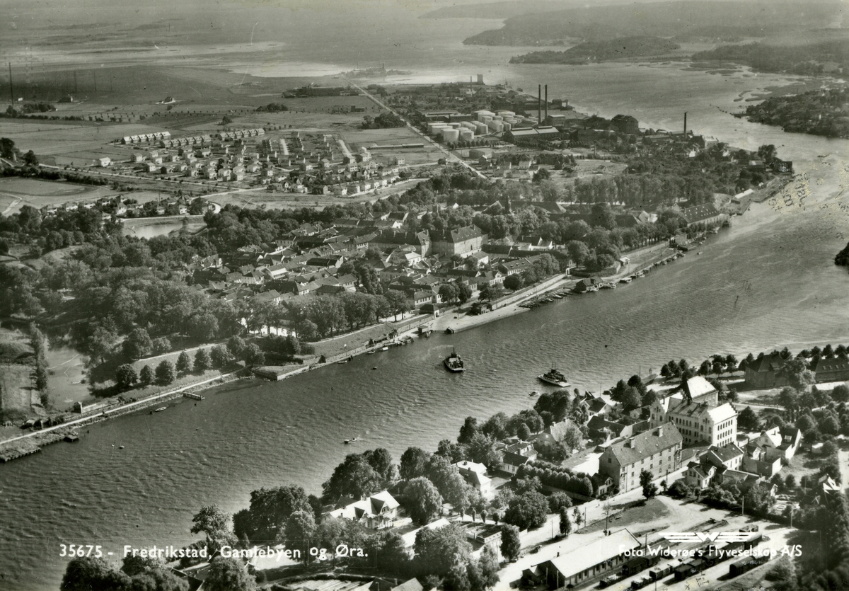 Fredrikstad. Østre Fredrikstad- Østsiden.. Gamlebyen (øverst), Øra ...