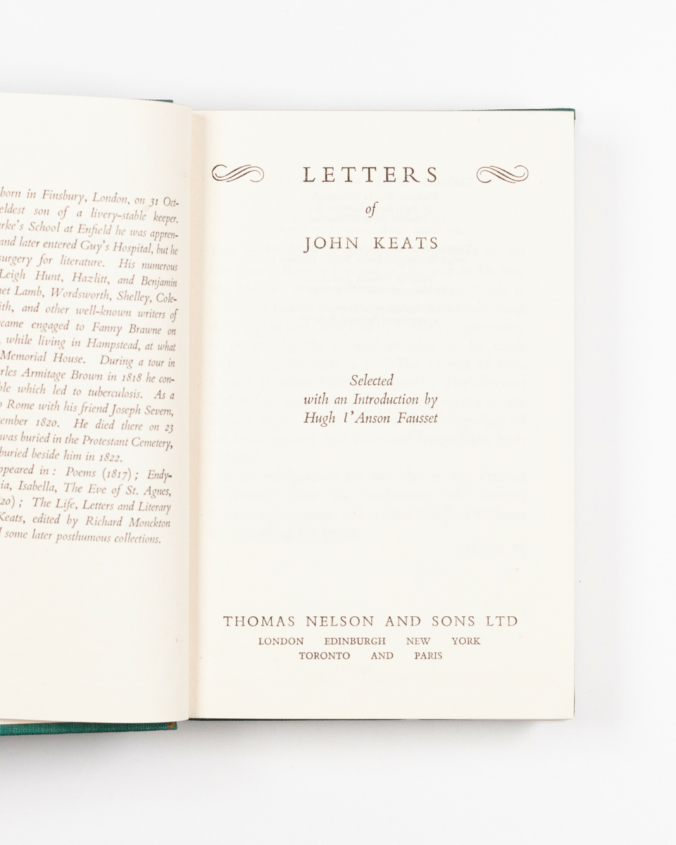 Letters of John Keats - Nynorsk kultursentrum / DigitaltMuseum