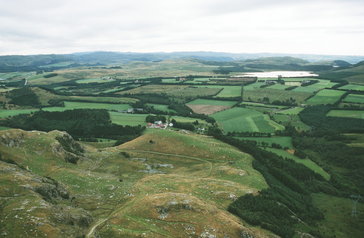 Flyfoto over div. gårder i Time kommune. - Arkeologisk museum ...