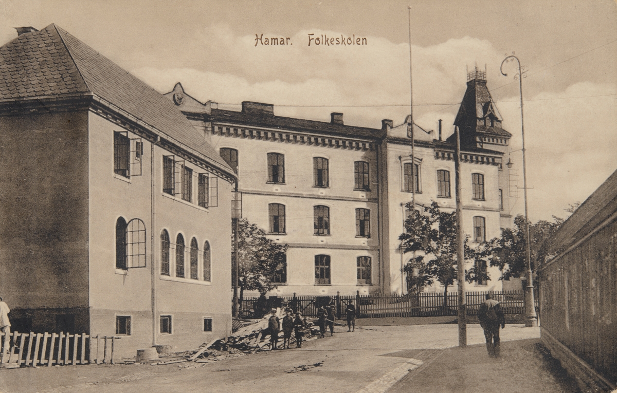 Postkort, Hamar, Grønnegata - Skolegata, Frelsesarmeens hus, Midtbyen ...