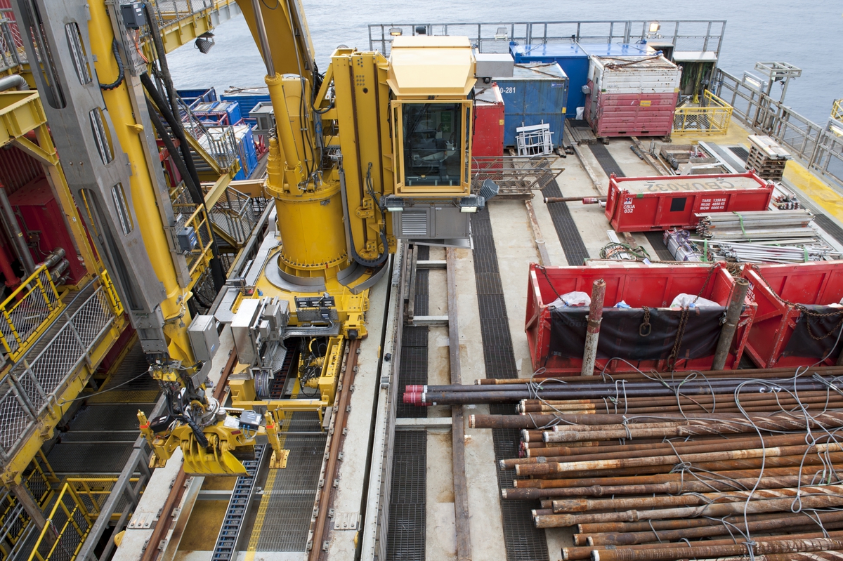 'Pipe handling crane' på værdekket til Statfjord C. Det er denne som ...