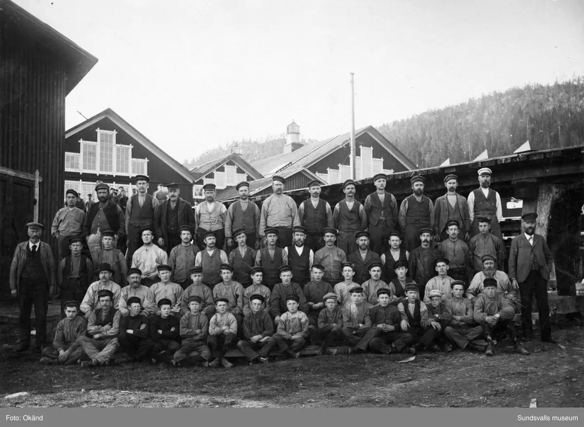 Svartviks sågverk. Arbetare från gamla hyvleriet. Namnuppgifter se ...