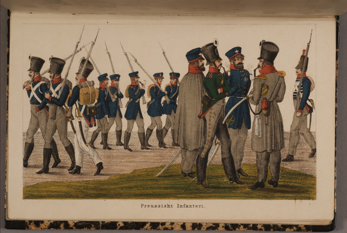 Preussiskt infanteri. Uniformsteckning av Carl Johan Ljunggren tryckt i boken Minnesanteckningar ...