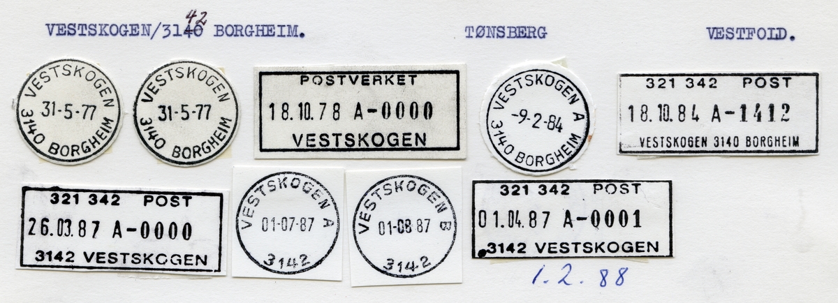 3142 Vestskogen, Tønsberg, Vestfold - Norges Postmuseum / DigitaltMuseum