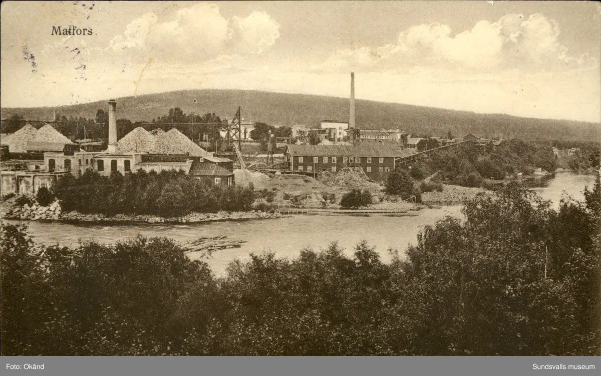 Vykort med motiv över bruket i Matfors. - Sundsvalls museum ...