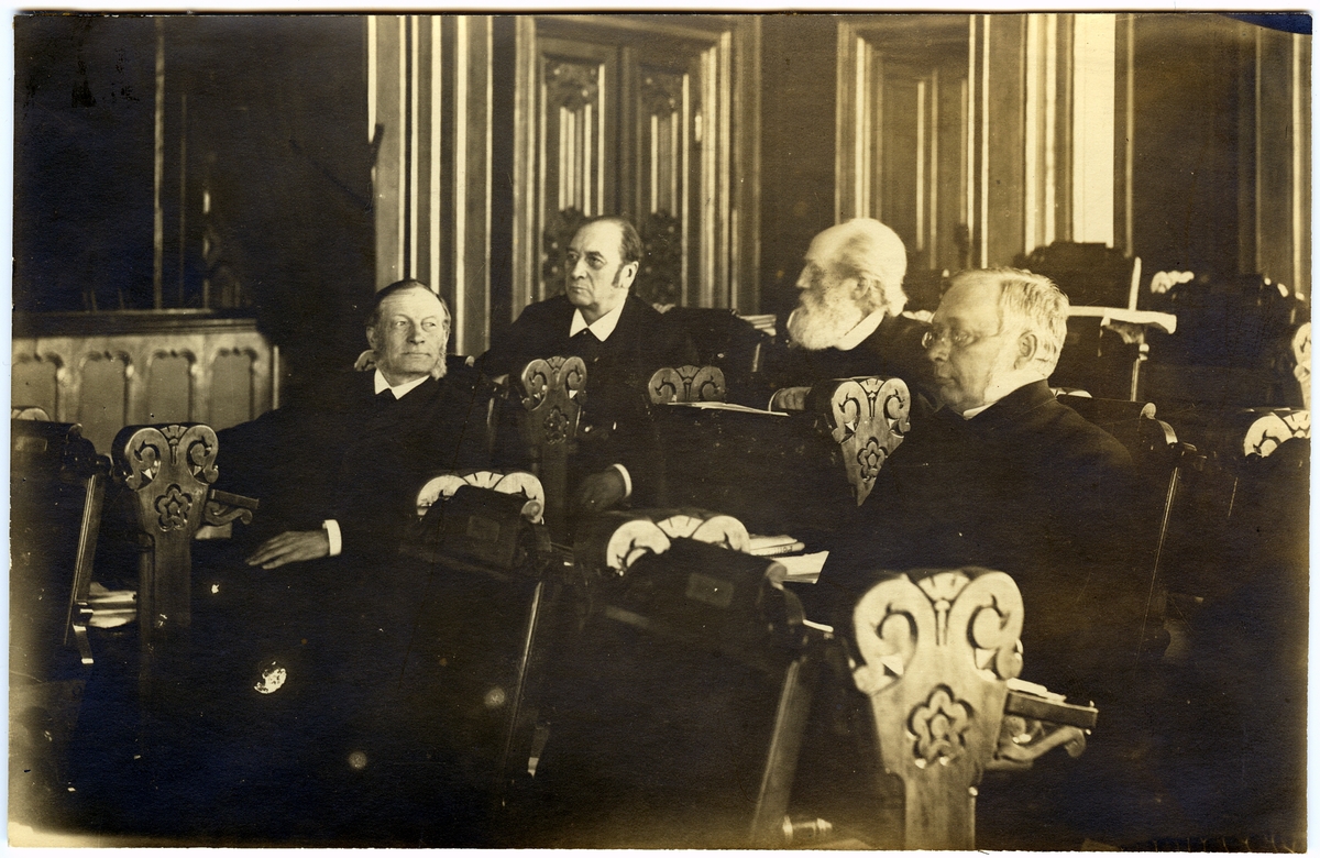 Nils Hertzberg, Aksel Winge, Karl Hals og Emil Stang [Olje på lerret ...