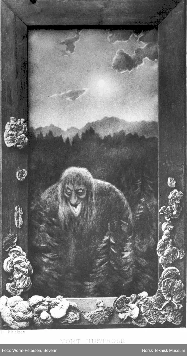 Tegning. Troll i skogen - Norsk Teknisk Museum / DigitaltMuseum