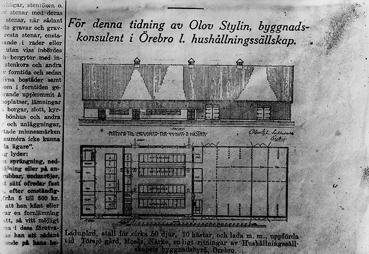 Ladugård, stall för cirka 50 djur, 10 hästar och lada m.m., uppförda ...