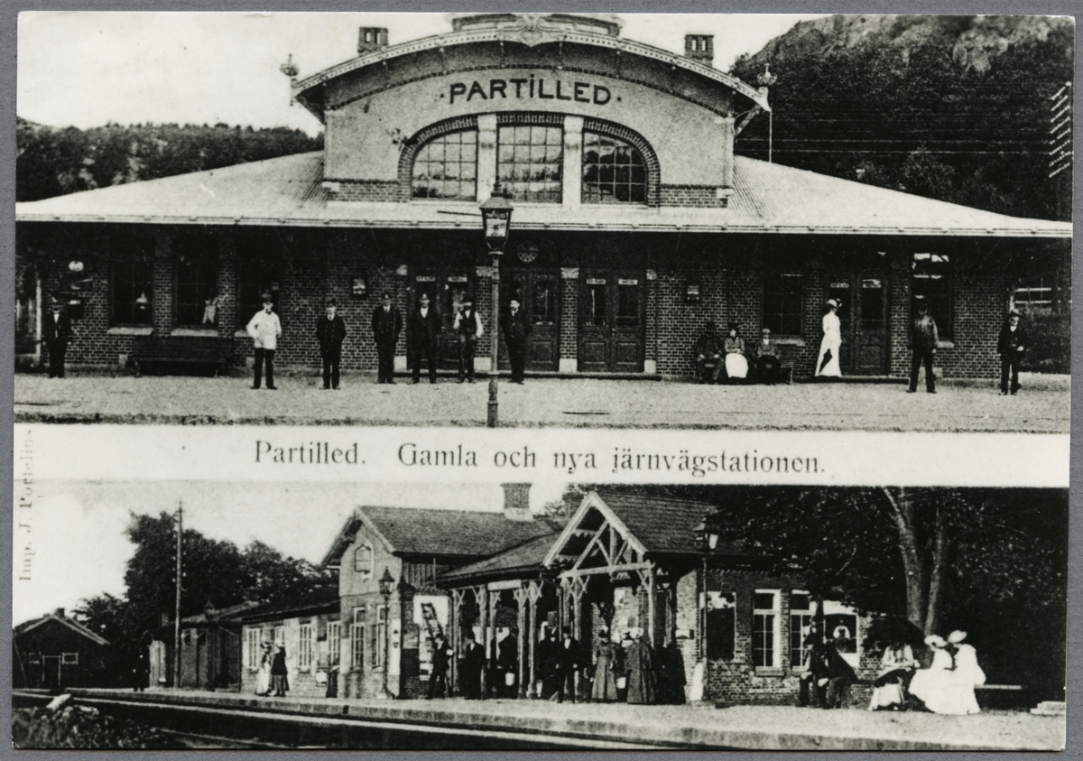 Partille gamla och nya station. Bytte namn från Partilled till Partille ...