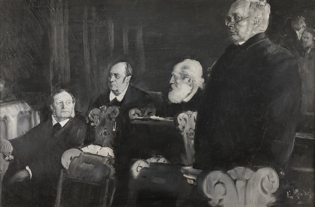 Nils Hertzberg, Aksel Winge, Karl Hals og Emil Stang [Olje på lerret ...