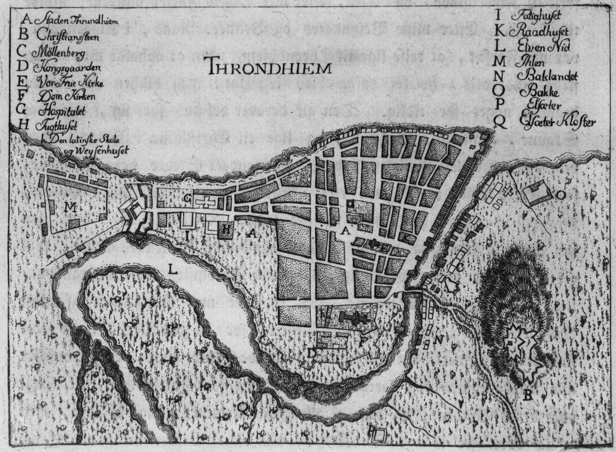 Gammelt kart over Trondheim - Sverresborg Trøndelag Folkemuseum ...