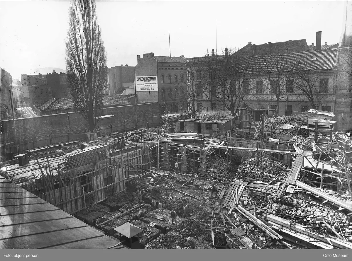 byggearbeid, grunnarbeid, Torggata bad, bygårder, Tukthuskvartalet ...